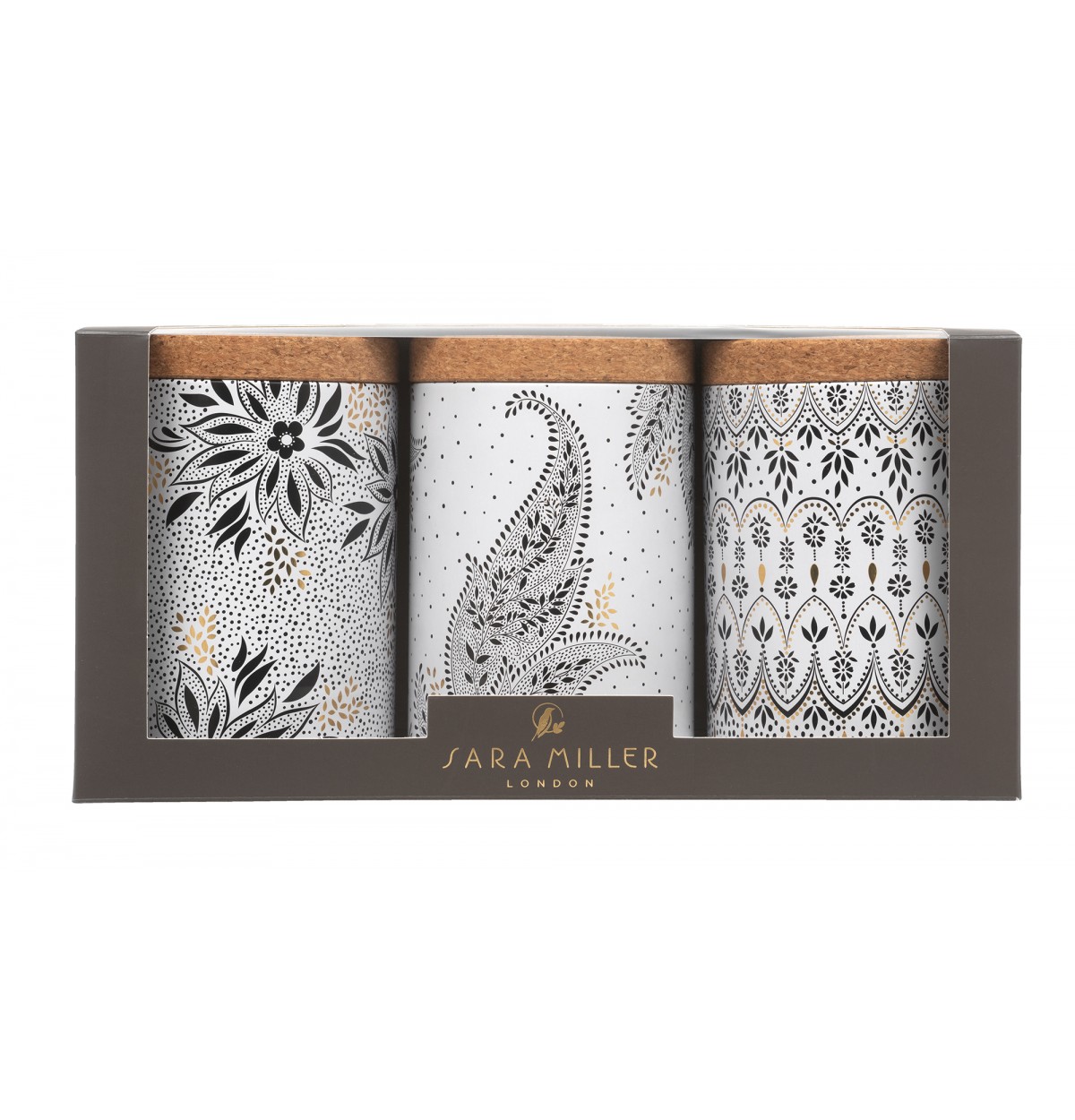 Shop Wholesale Sara Miller Artisanne Noir Round Cork Lid Caddy Set Of 3 Tins Boxed Online ...